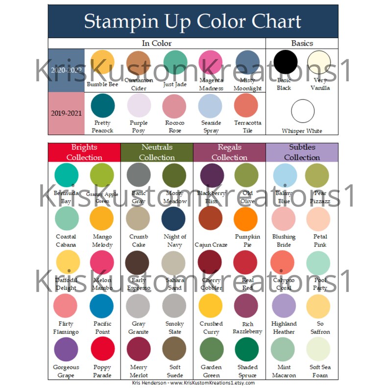 Download Stampin Up Paper Cardstock Tool Color Reference 1 | Etsy