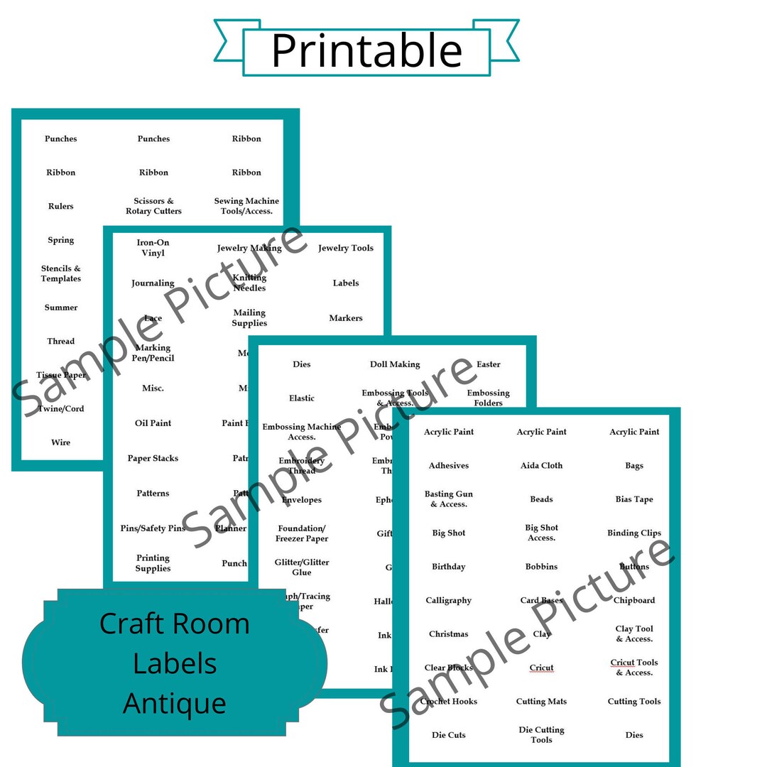 120 Craft Room Drawer Cart Shelf Organizer Labels, Antique Font, Crafts ...