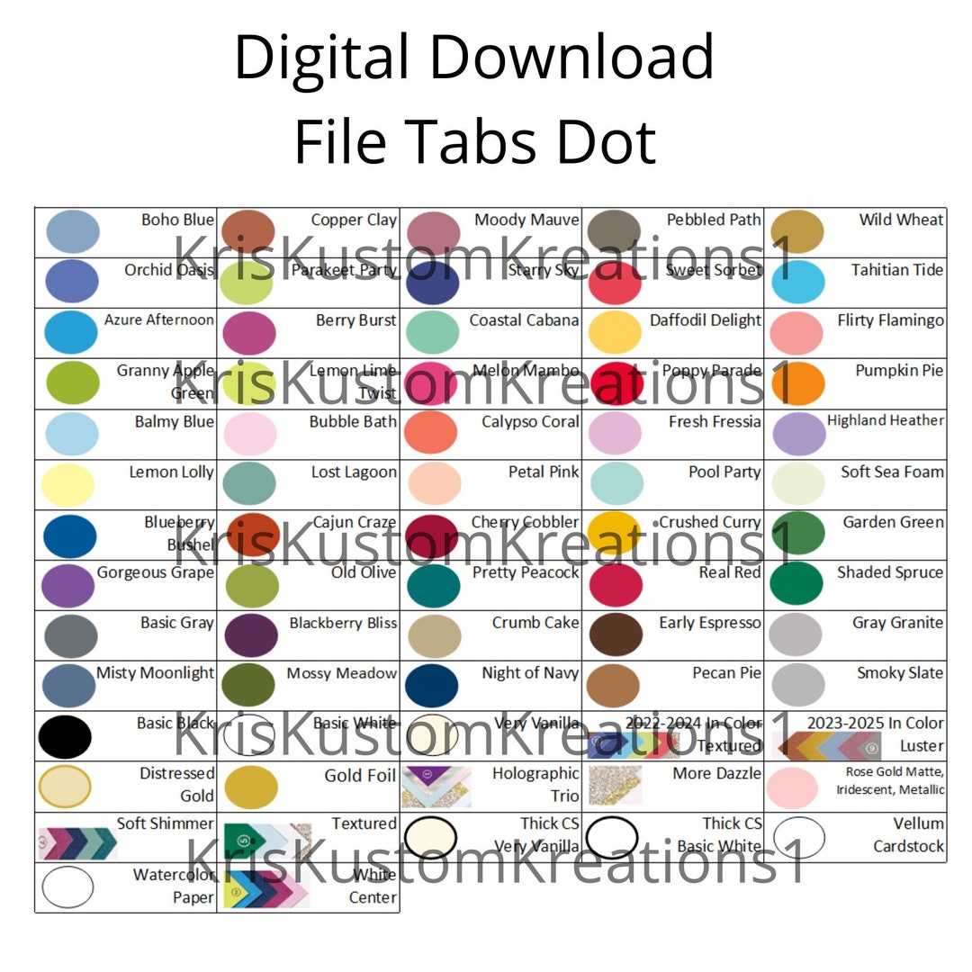 Download Stampin up Paper Cardstock Tool Hanging Folder File Tabs Chart ...