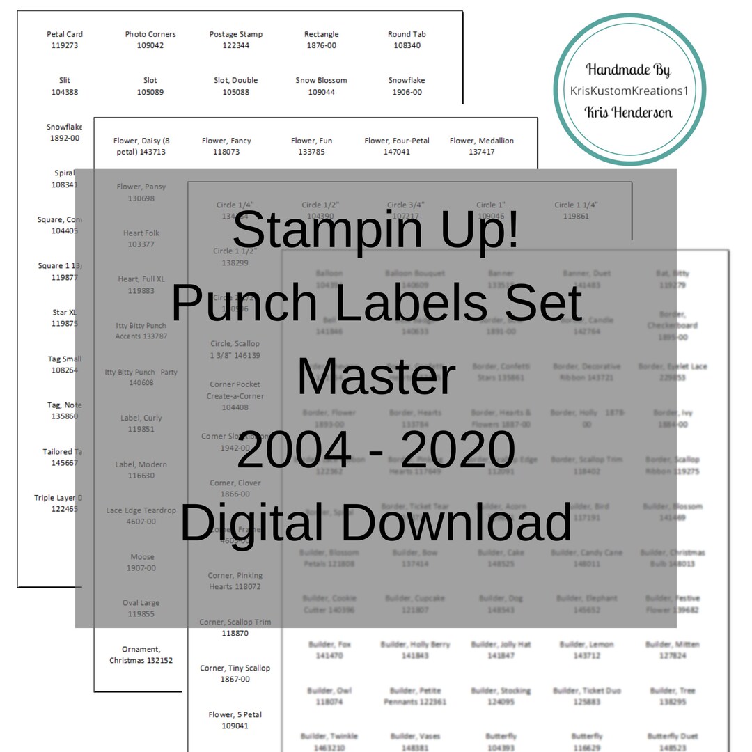Download Labels for Punches Master Set, Stampin up Tool Paper Cardstock ...