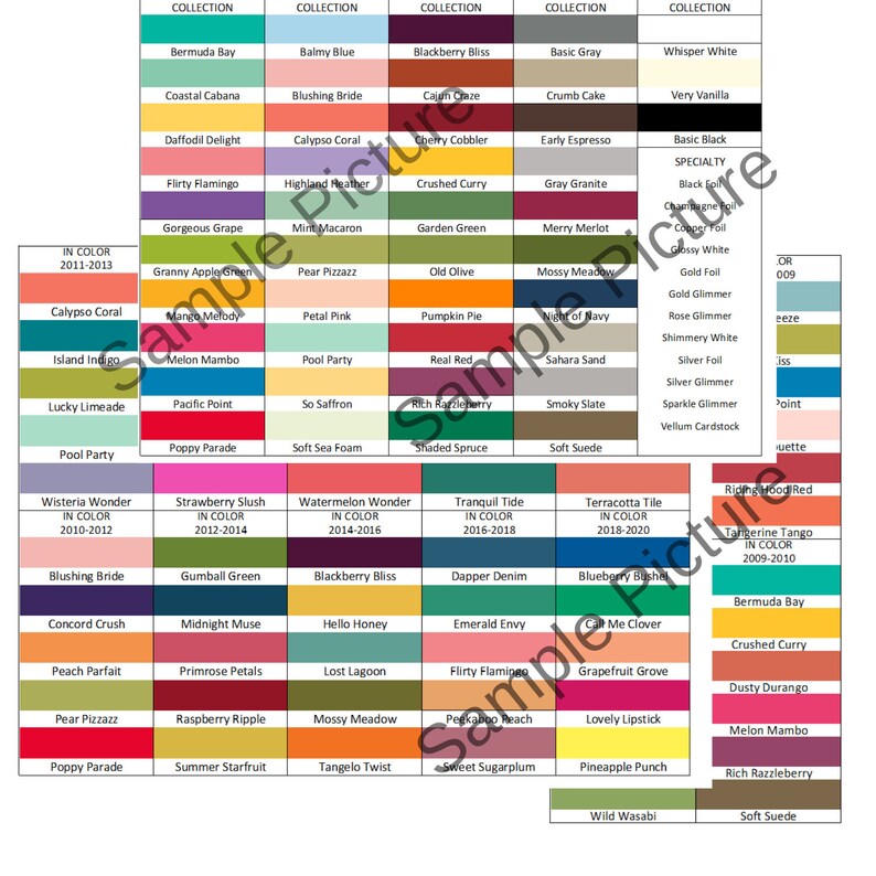Download Stampin up Paper Cardstock Tool Color Reference - Etsy