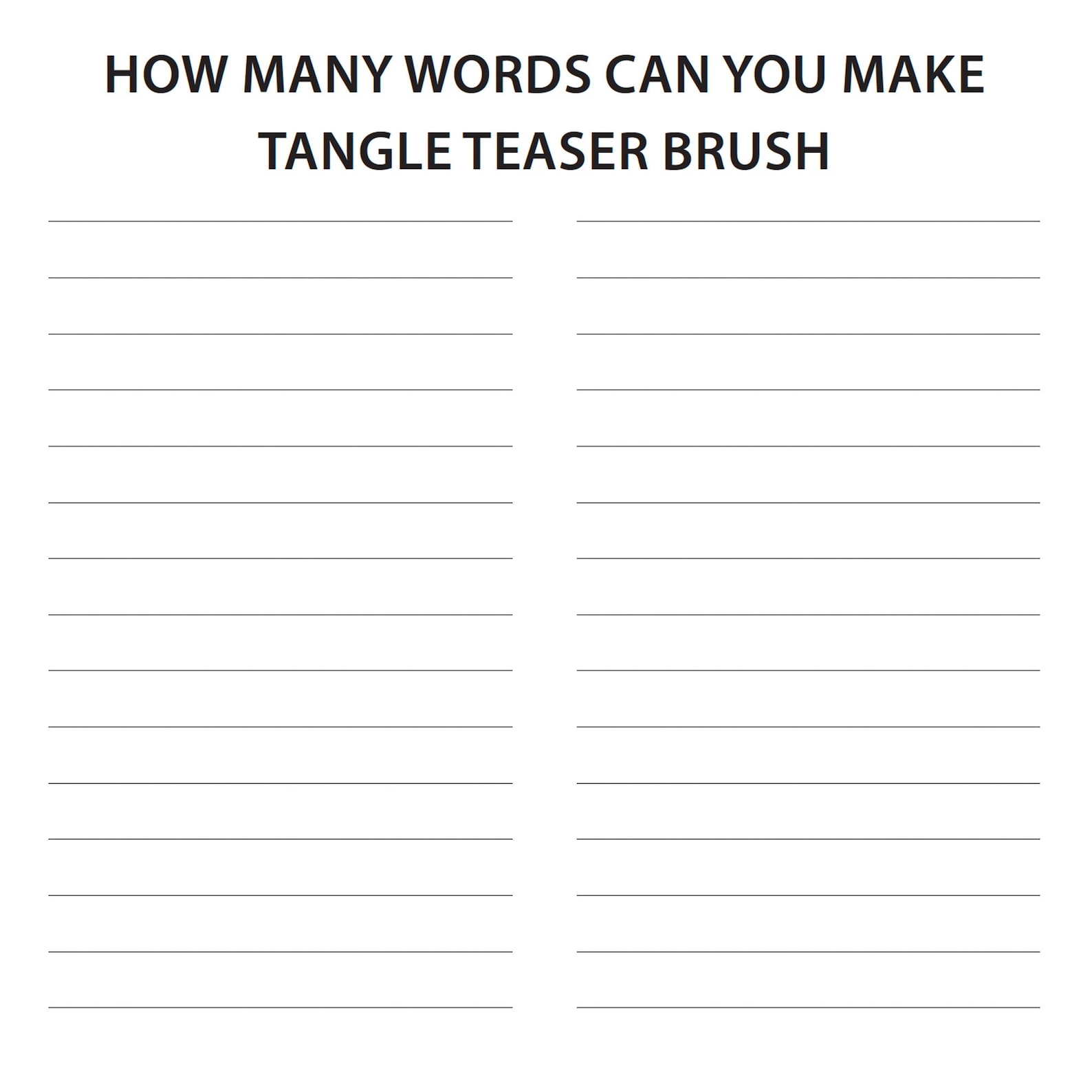 Printable Activity How Many Words Can You Make From Tangle Teaser Brush ...
