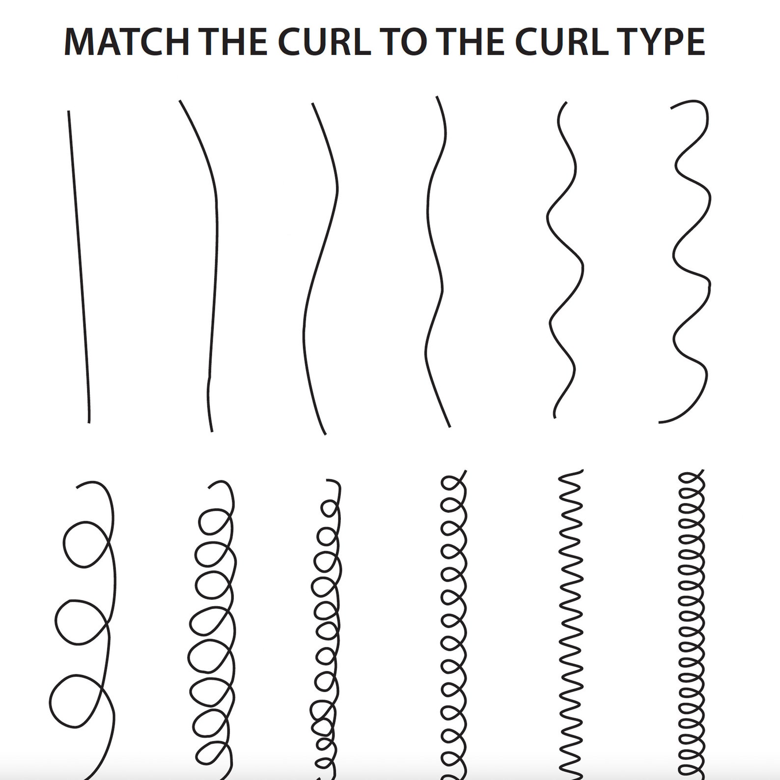 Printable Activity Match the Curl to the Hair Type Page for Kids or ...