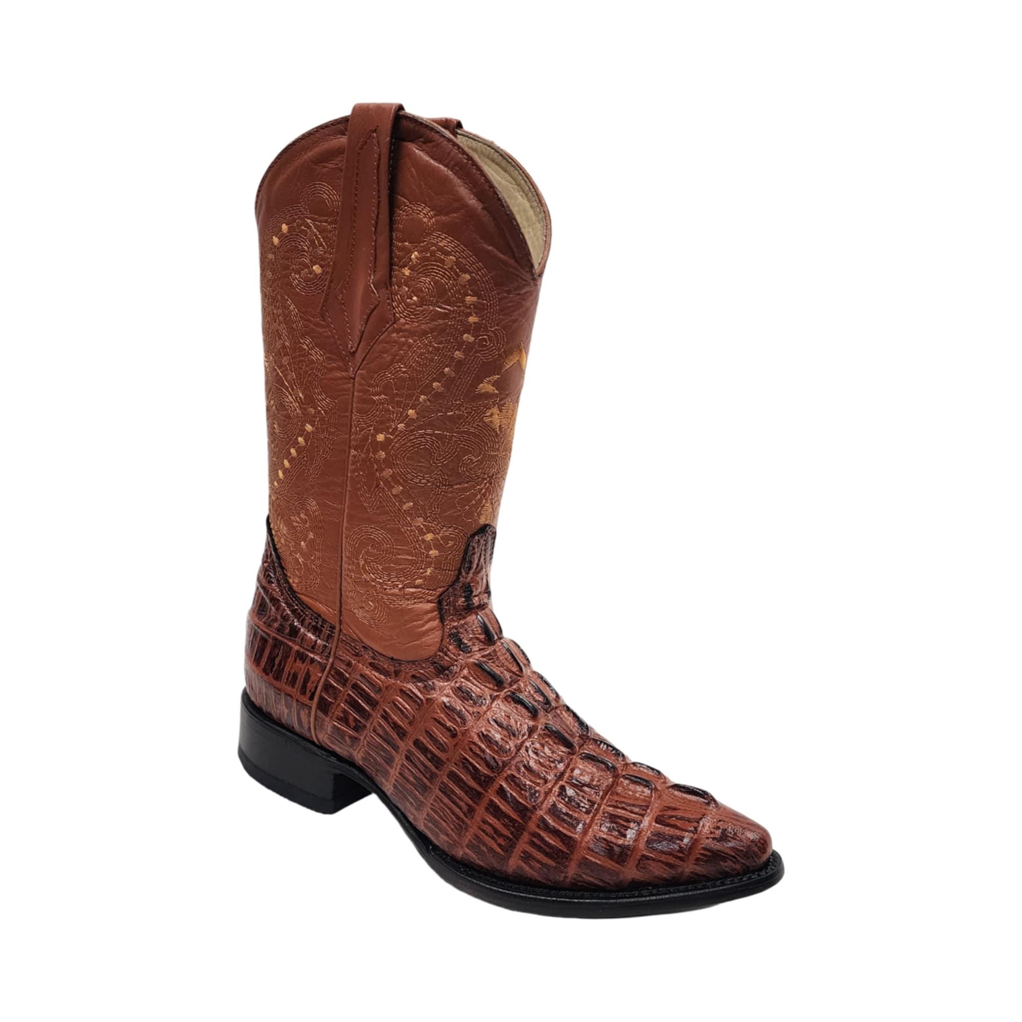 Men's Genuine Leather Crocodile Print J Toe Cow Boy Boots With Free ...