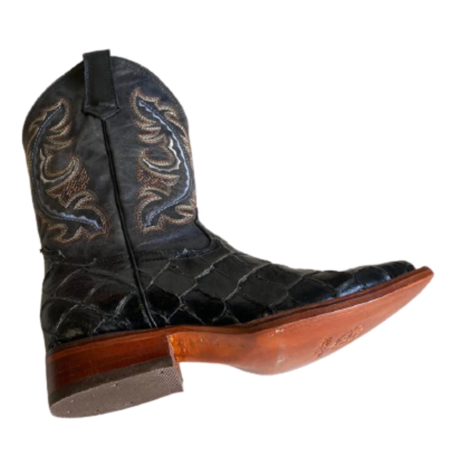 Men Genuine Cowhide Fish Print Cowboy Boots Handcrafted - Etsy Canada
