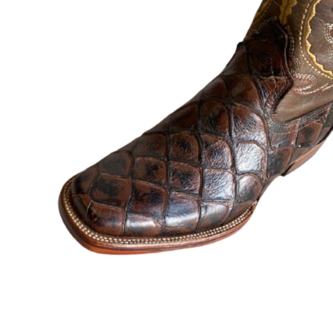 Men Genuine Cowhide Fish Print Cowboy Boots Handcrafted | Etsy