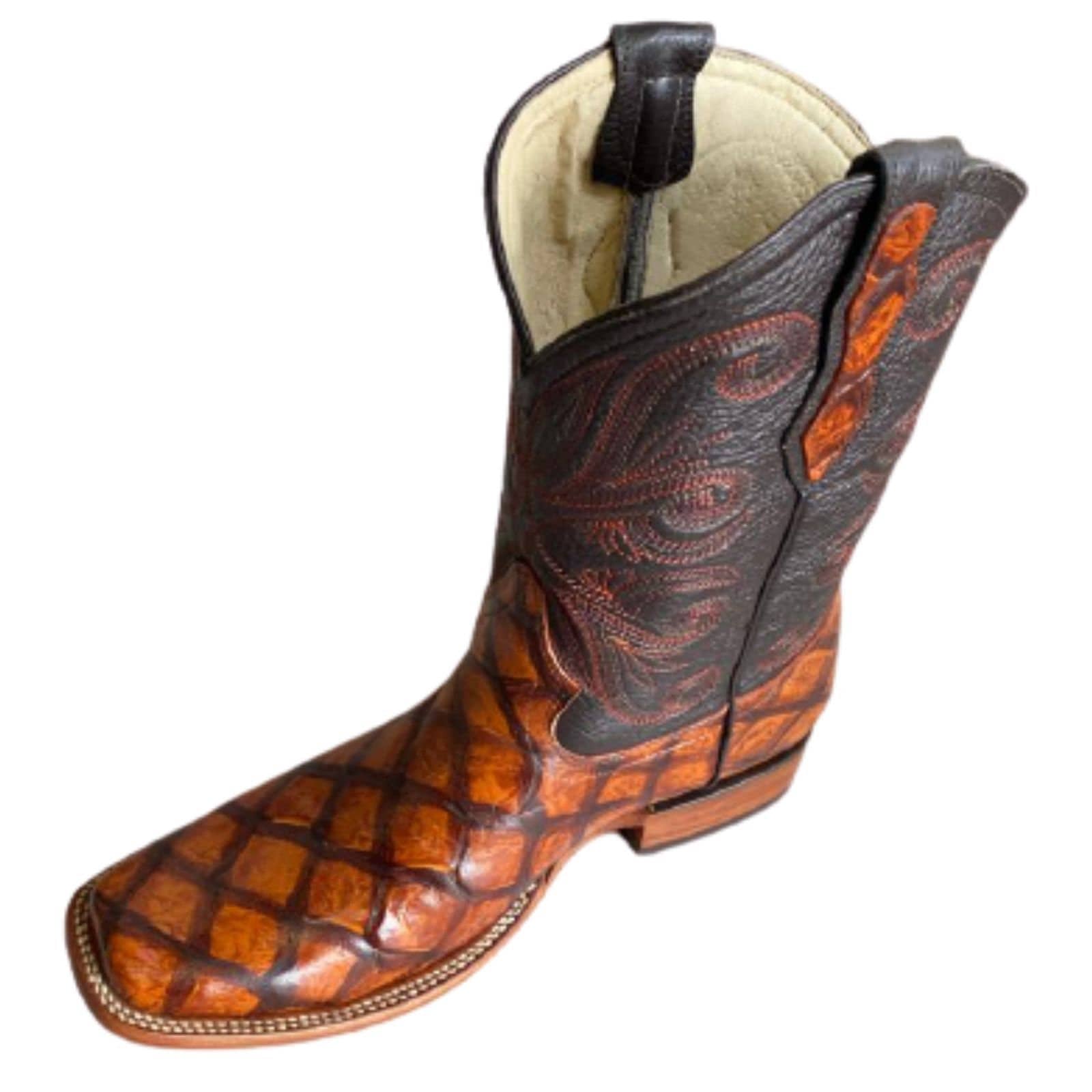 Men Genuine Cowhide Fish Print Cowboy Boots Handcrafted - Etsy Canada