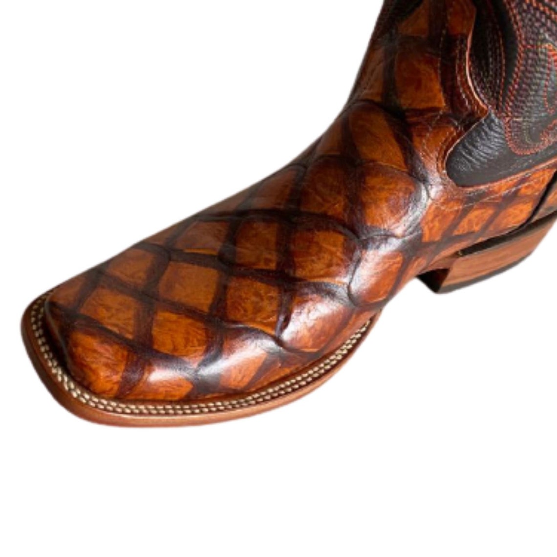 Men Genuine Cowhide Fish Print Cowboy Boots Handcrafted - Etsy Canada