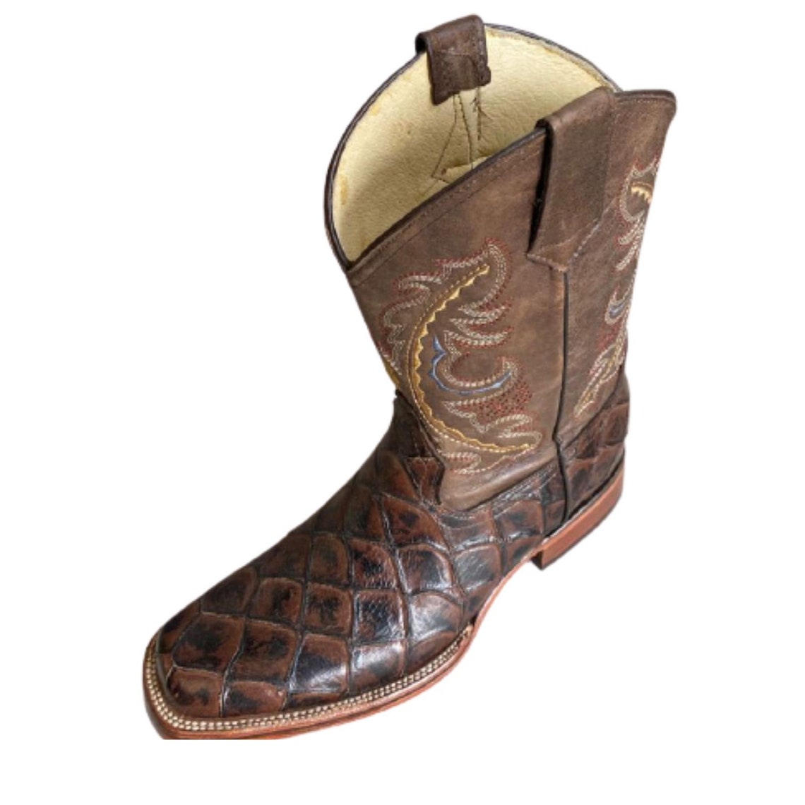 Men Genuine Cowhide Fish Print Cowboy Boots Handcrafted - Etsy Canada
