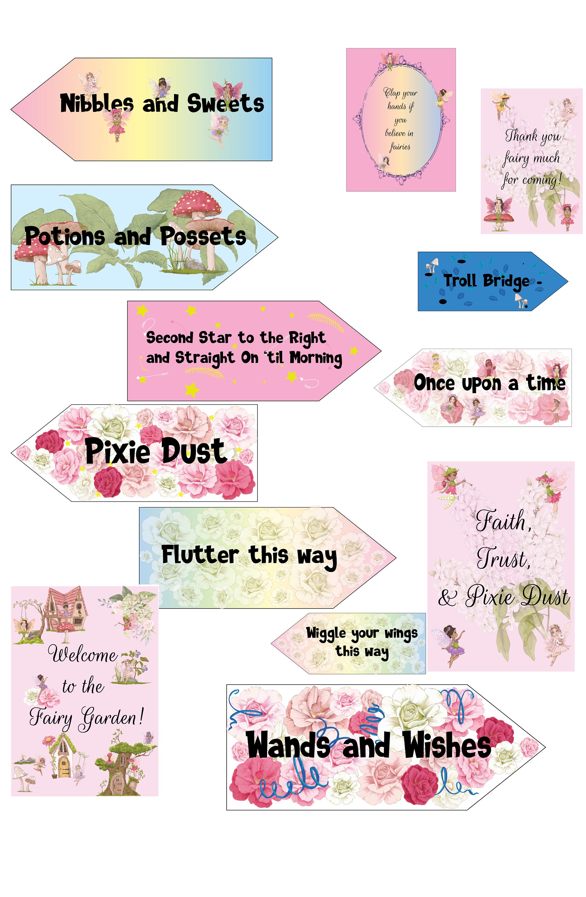 Full Set of Printable Fairy Garden Birthday Party Instant - Etsy