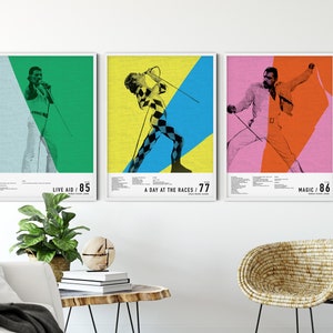 Freddie Mercury Queen Poster, SET OF 3 Freddie Mercury Art Print, Queen ...