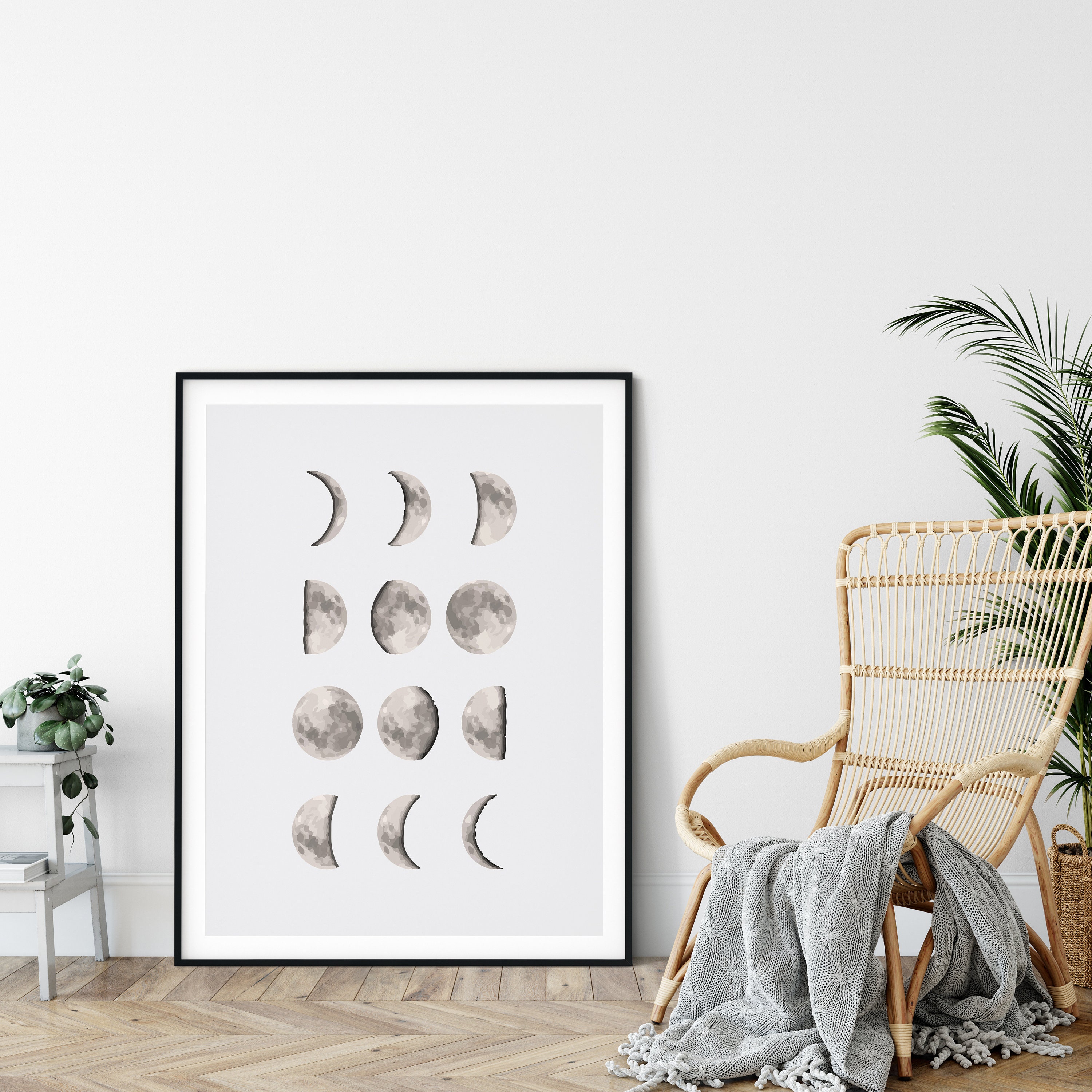 MOON Phases Poster Astronomy Lunar Art Indie Celestial | Etsy