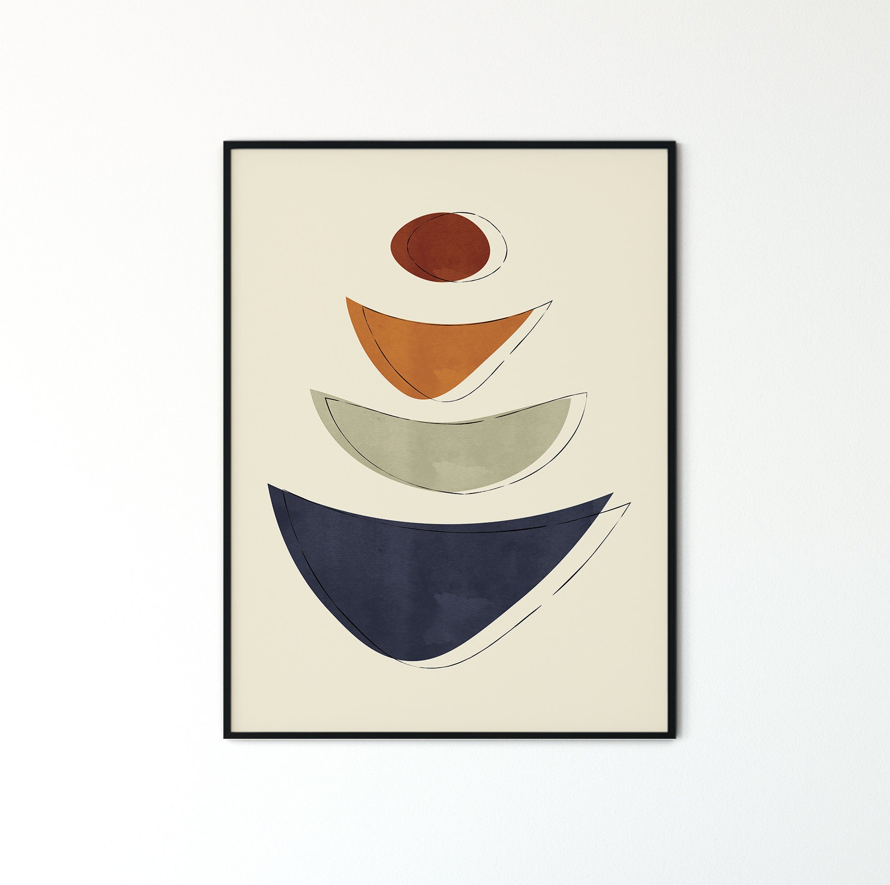 Modern Abstract Wall Art Print Retro Art Geometric | Etsy