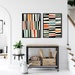 SET OF 2 Mid Century Modern Abstract Wall Art Print, Blue Green Orange ...