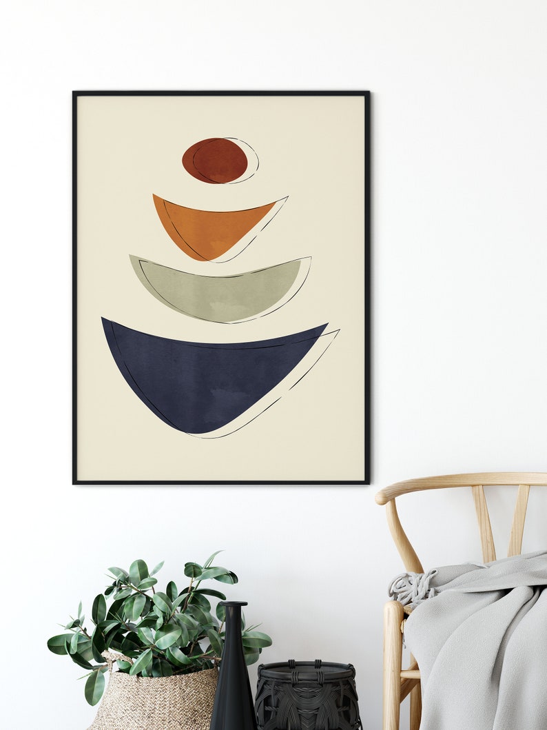 Modern Abstract Wall Art Print Retro Art Geometric | Etsy