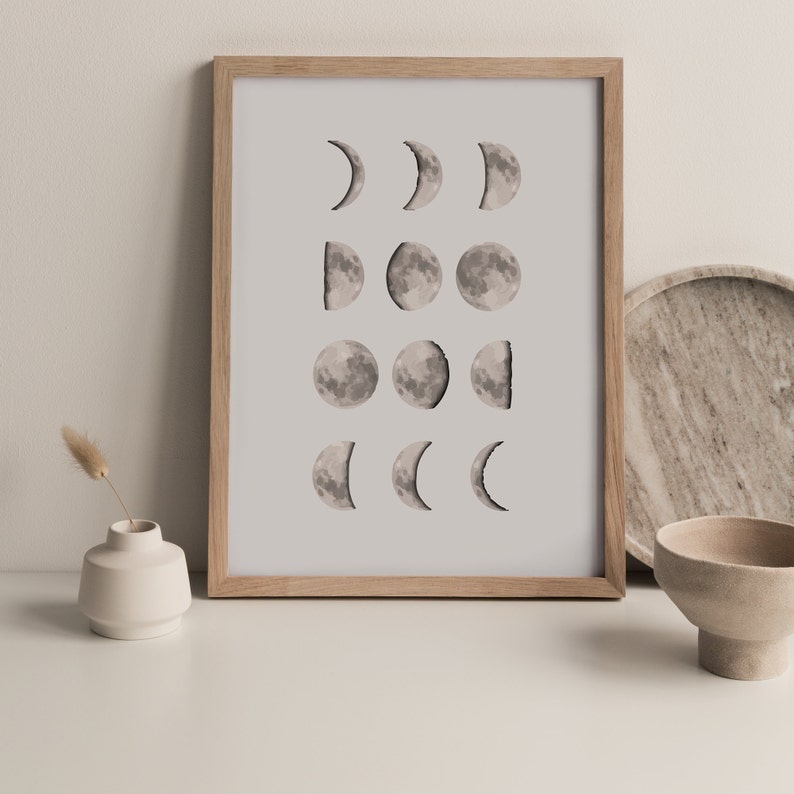 MOON Phases Poster Astronomy Lunar Art Indie Celestial - Etsy