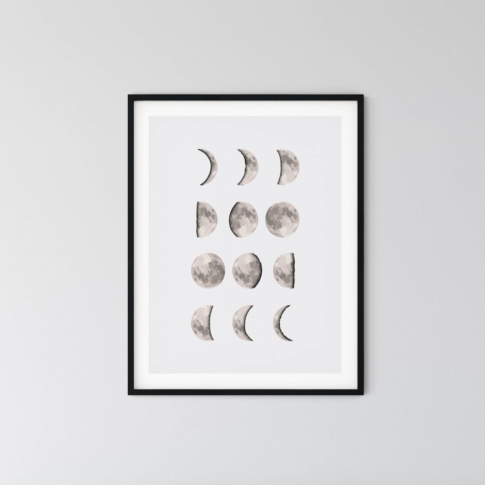 MOON Phases Poster Astronomy Lunar Art Indie Celestial - Etsy