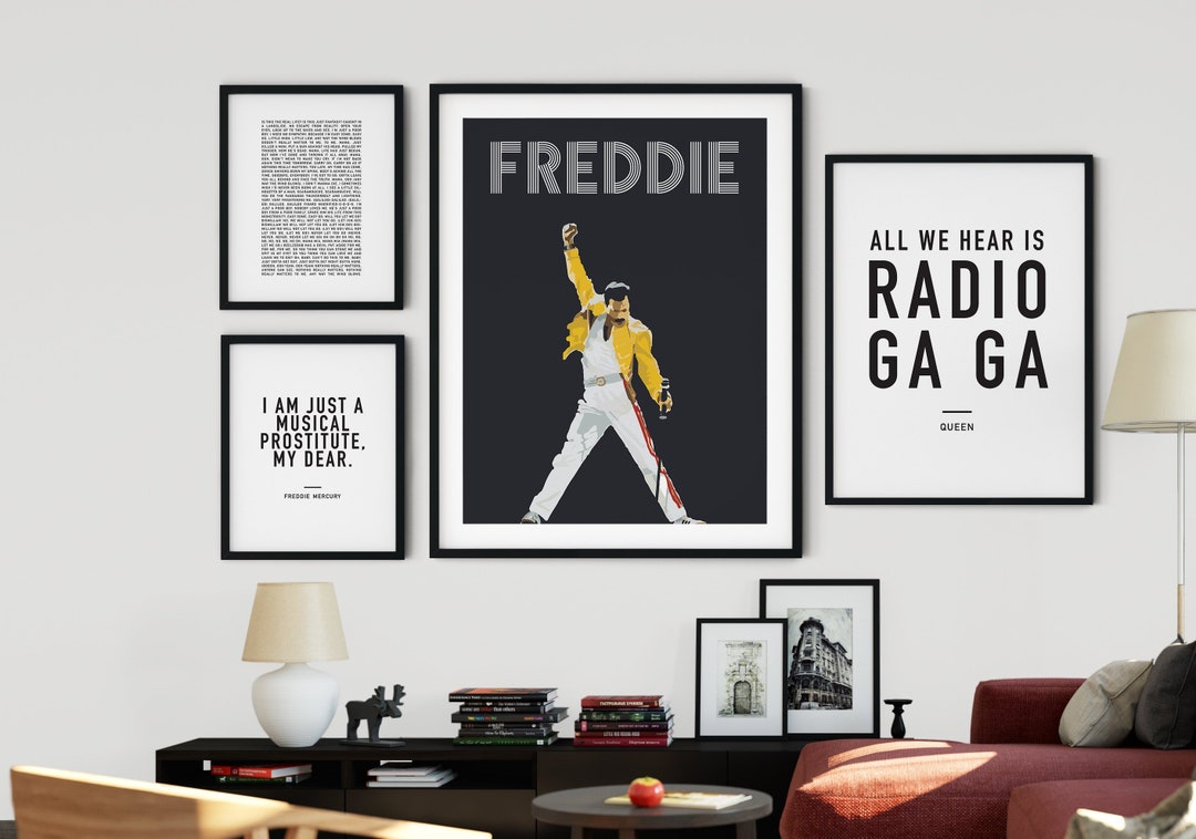 SET OF 4 Freddie Mercury Queen Printable Art, Gallery Wall Set ...