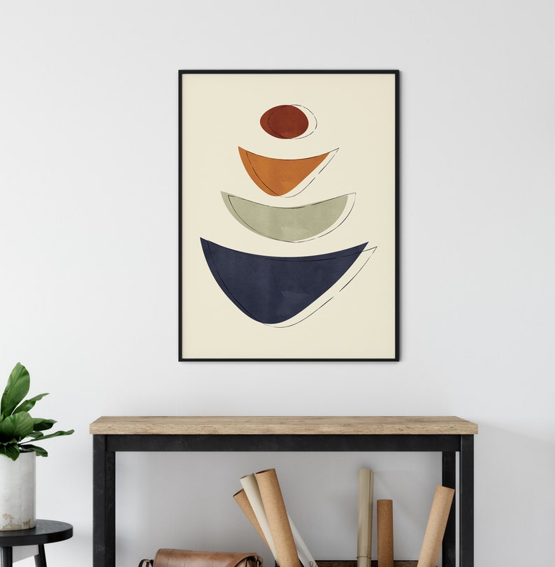 Modern Abstract Wall Art Print Retro Art Geometric | Etsy