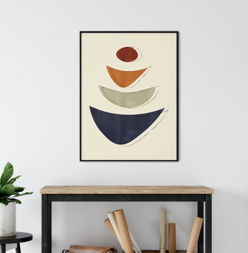 Modern Abstract Wall Art Print Retro Art Geometric | Etsy