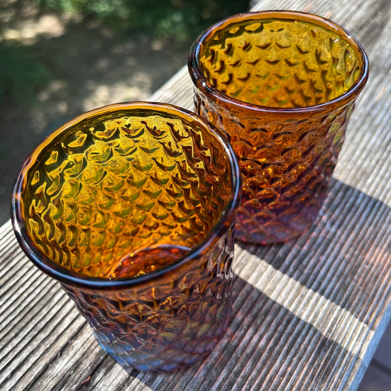 Amber & Silver Glass Cup Set - Etsy