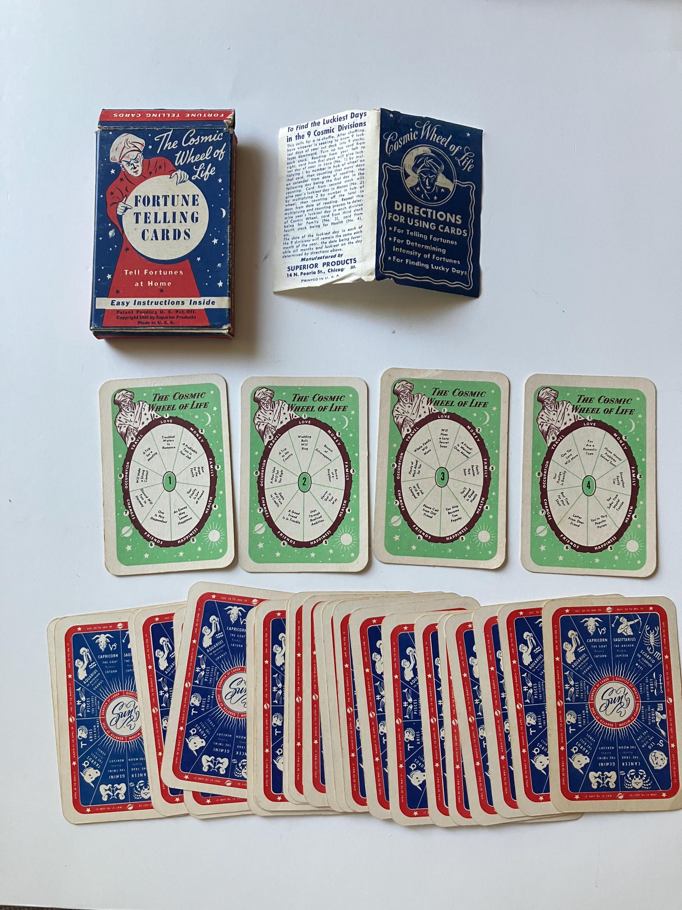 Vintage 1940s the Cosmic Wheel of Life Fortune Telling Cards Full Set ...