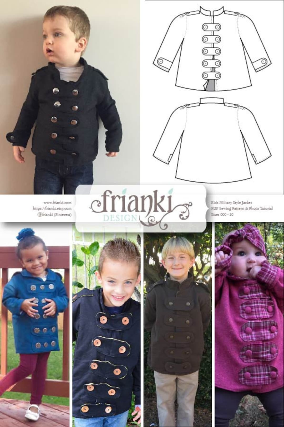 Children's Military Style Jacket - PDF Sewing Pattern and Photo ...