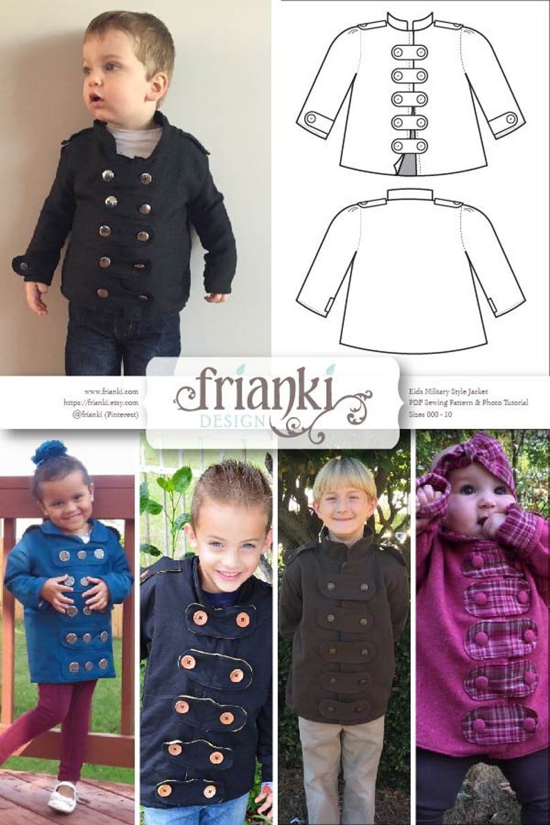 Children's Military Style Jacket - PDF Sewing Pattern and Photo ...