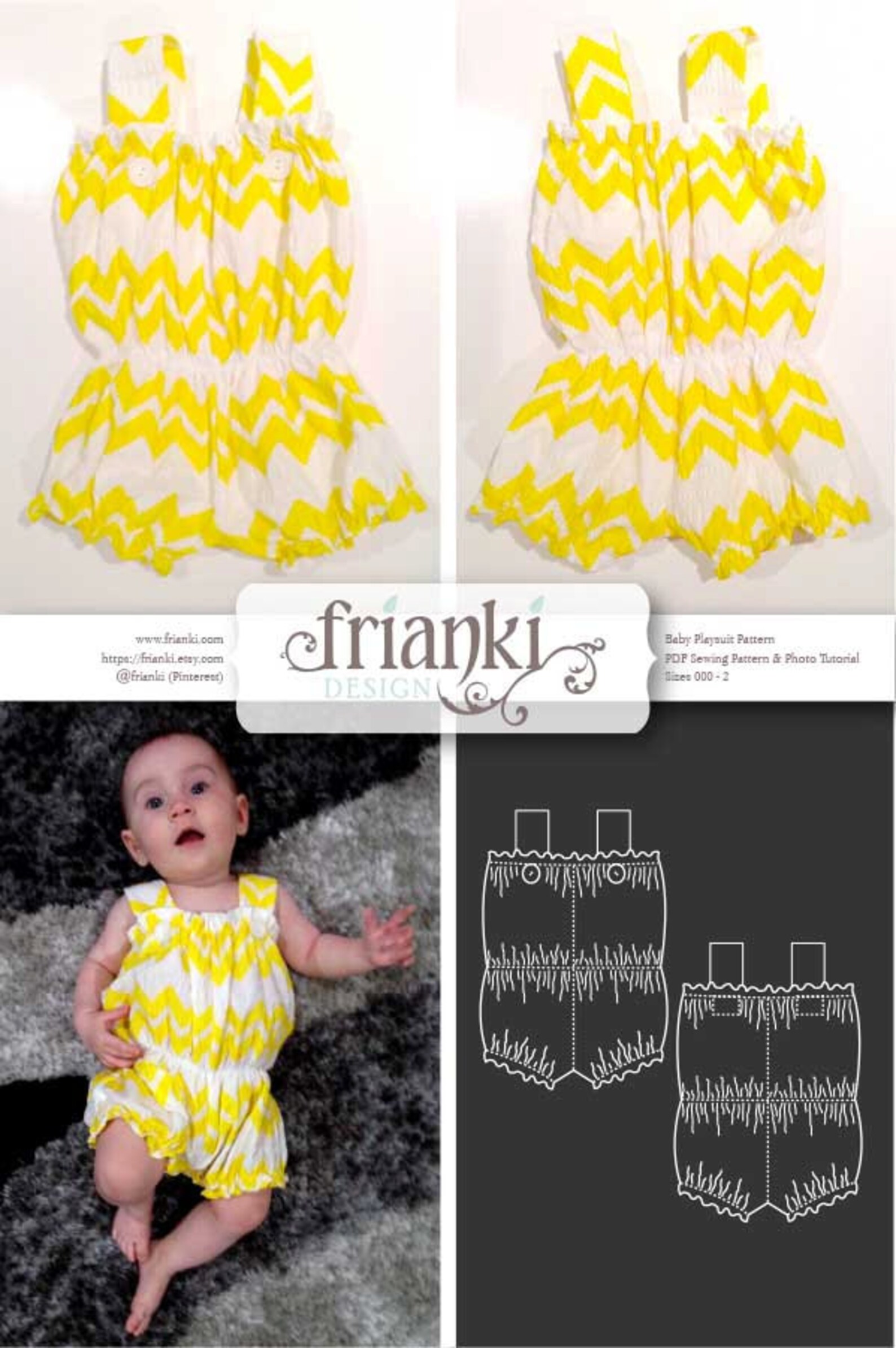 Baby Girl Playsuit/jumpsuit - PDF Sewing Pattern & Photo Tutorial ...