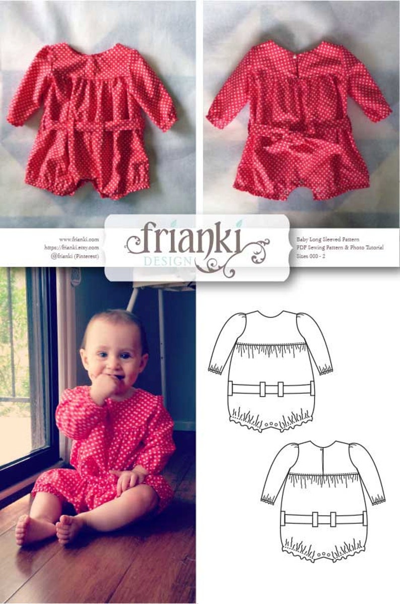 Baby Girl Long Sleeved Romper PDF Sewing Pattern and Photo - Etsy