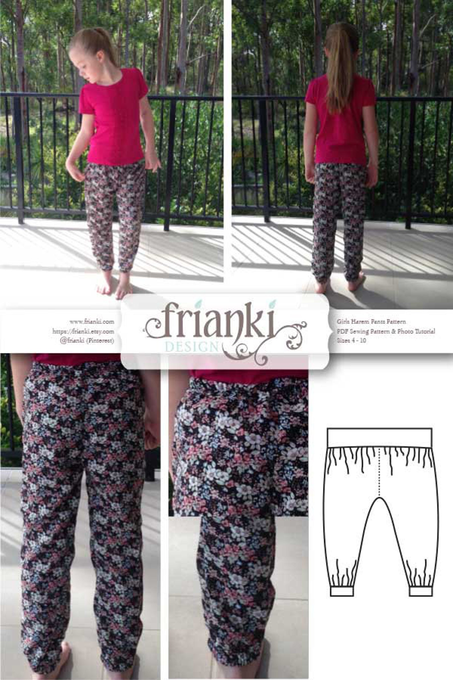Girls Harem Pants PDF Sewing Pattern and Photo Tutorial - Etsy