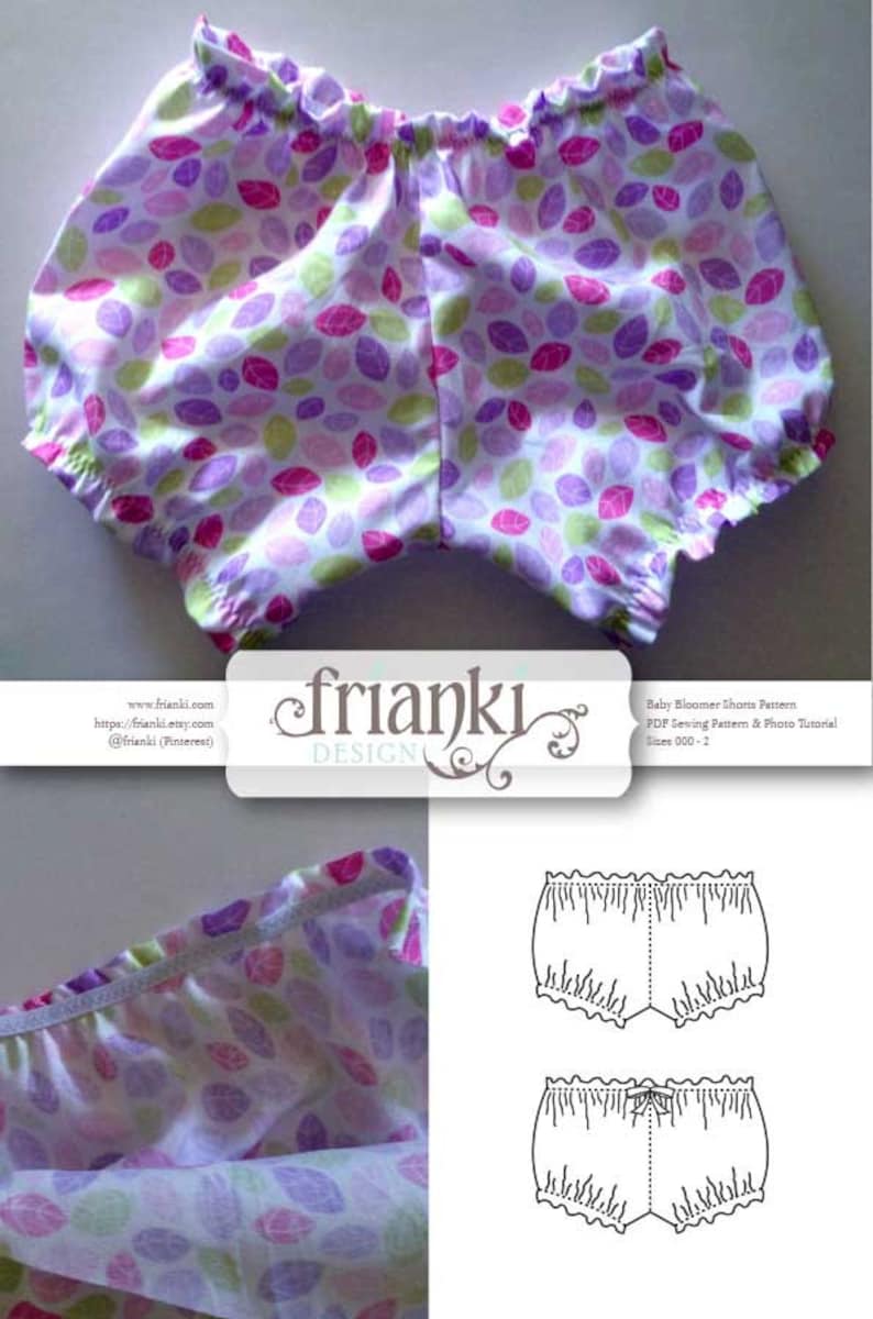 Baby Bloomer Shorts - PDF Sewing Pattern and Photo Tutorial - Sizes 000 to 2 - Instant Download ...