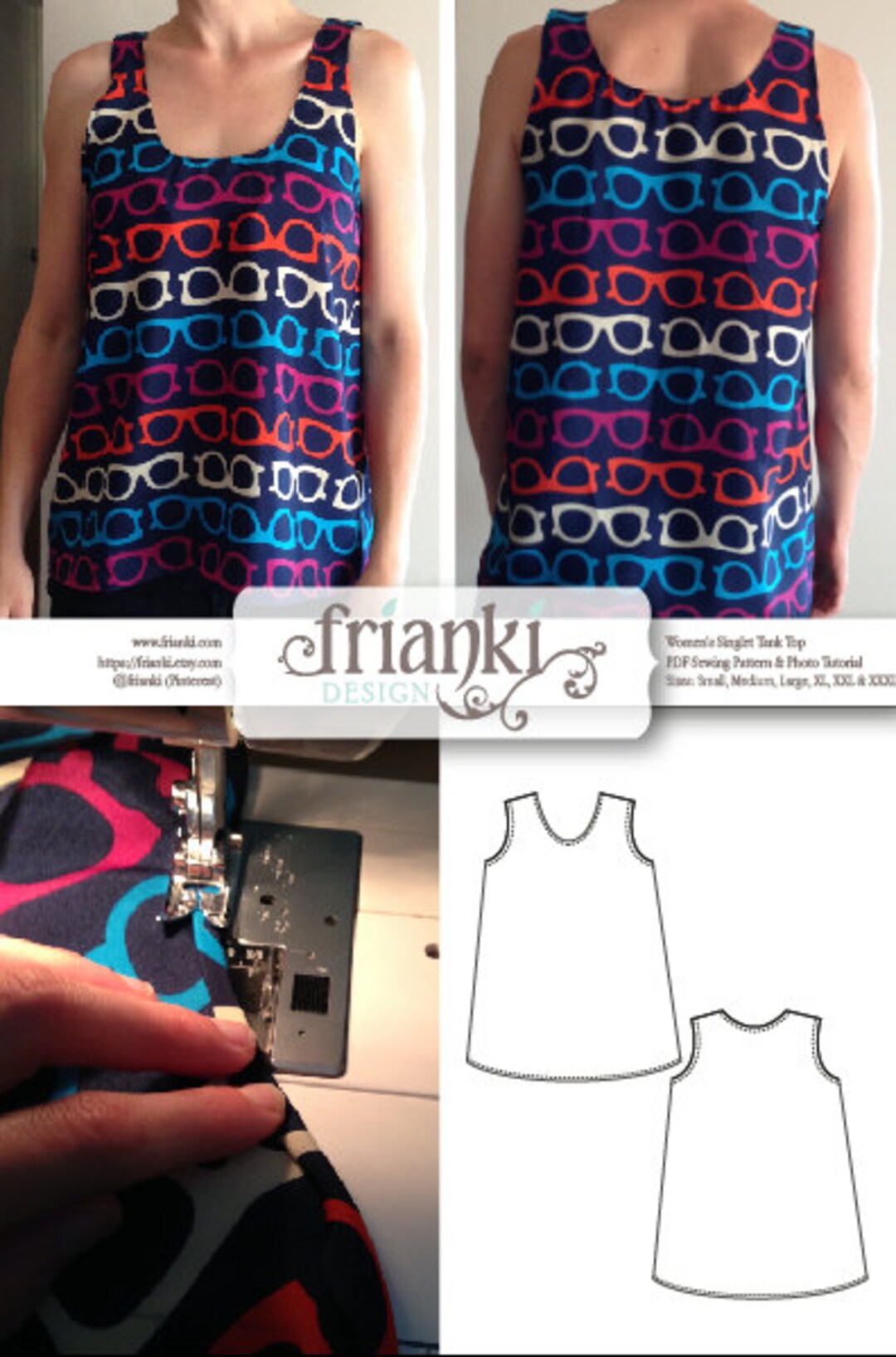 Women's Easy Singlet Tank Top PDF Sewing Pattern and Photo Tutorial ...