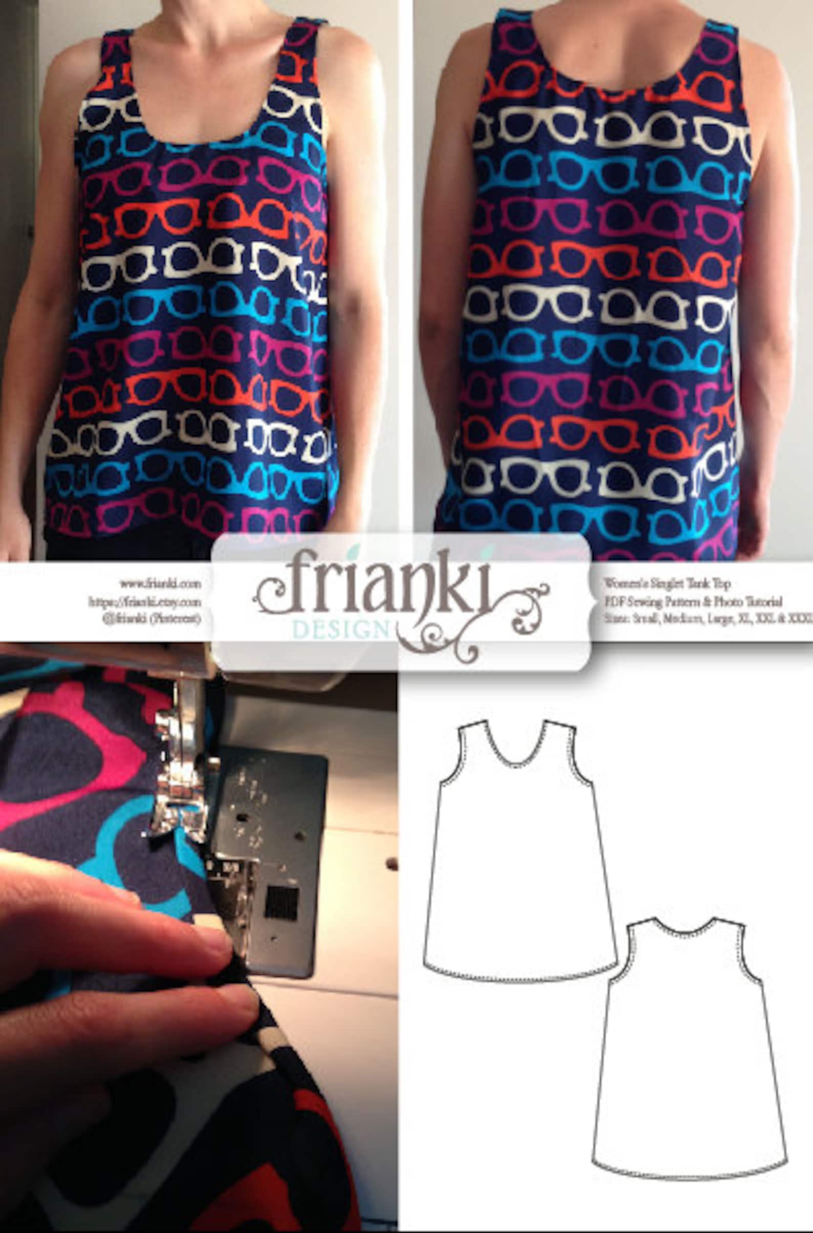 Women's Easy Singlet Tank Top PDF Sewing Pattern and - Etsy Australia