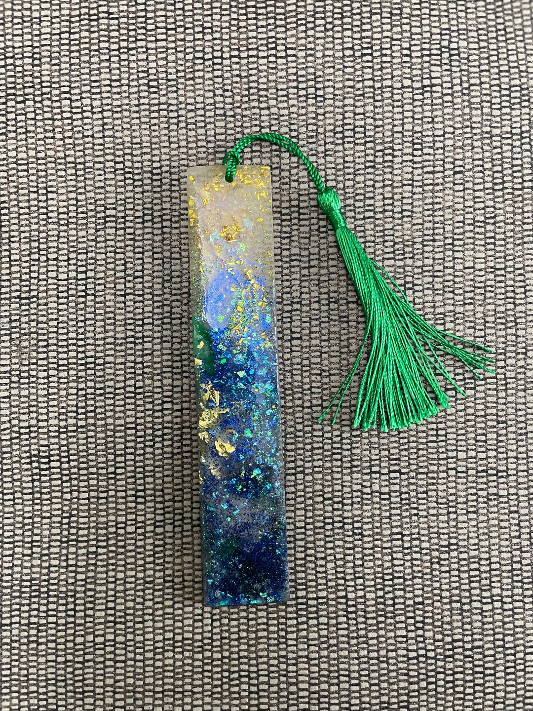 Sparkling Resin Bookmarks Blue Brown Glitter, Holographic Opal Flake ...