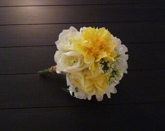 Rustic yellow rose wedding bouquet. Country wedding. Shabby | Etsy