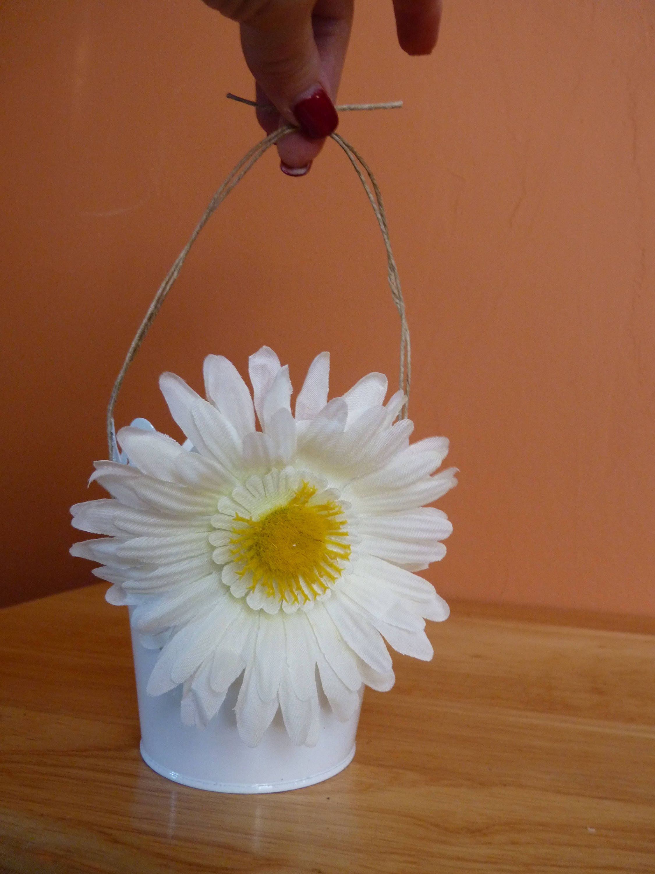 Daisy Flower Girl Basket. Bucket Flower Girl Basket. White - Etsy