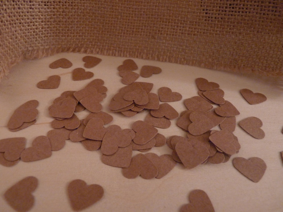 Hand Punched Kraft Paper Hearts. Rustic Wedding Decor. Heart Confetti ...