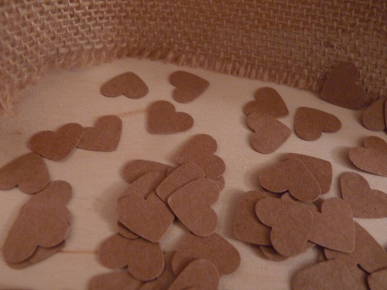 Hand Punched Kraft Paper Hearts. Rustic Wedding Decor. Heart Confetti ...