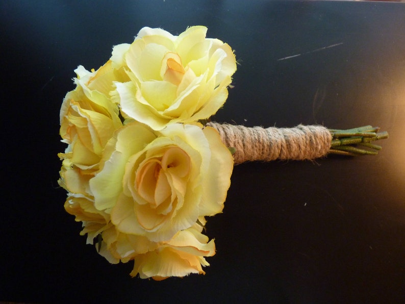 Rustic Yellow Rose Wedding Bouquet. Country Wedding. Shabby | Etsy