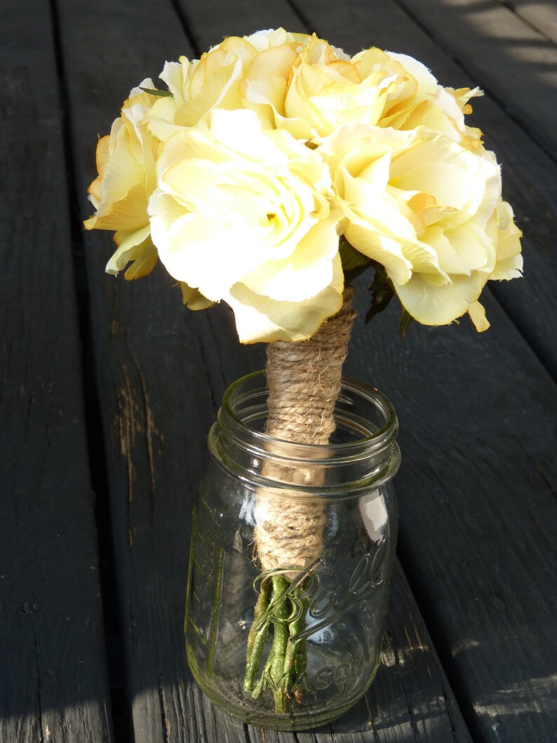 Rustic Yellow Rose Wedding Bouquet. Country Wedding. Shabby - Etsy