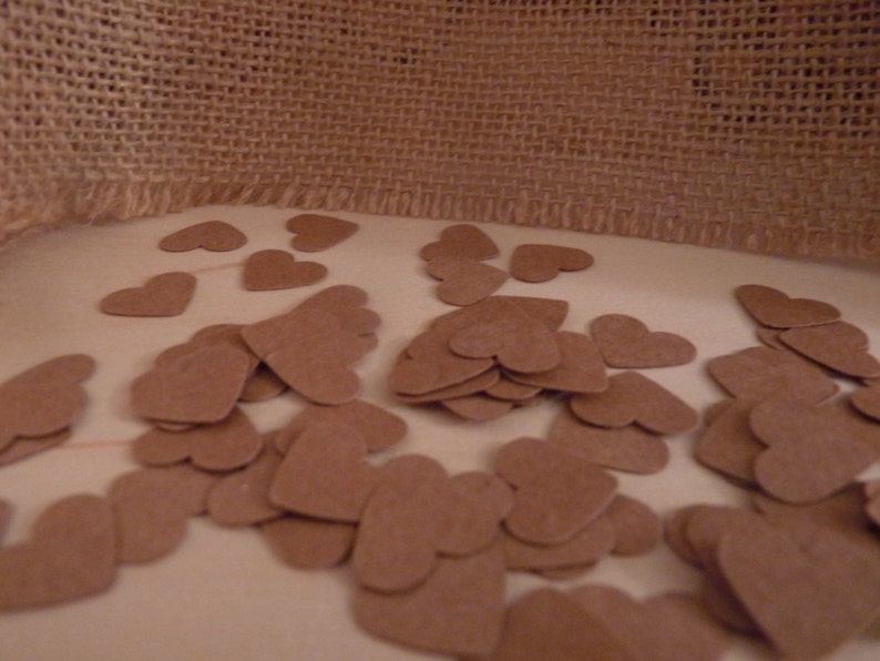 Hand Punched Kraft Paper Hearts. Rustic Wedding Decor. Heart Confetti ...