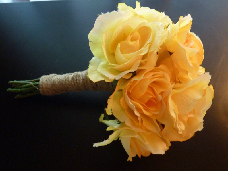 Rustic Yellow Rose Wedding Bouquet. Country Wedding. Shabby - Etsy