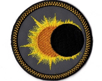 Solar Eclipse Embroidered Iron-on Patch by Balkisboutique - Celestial ...