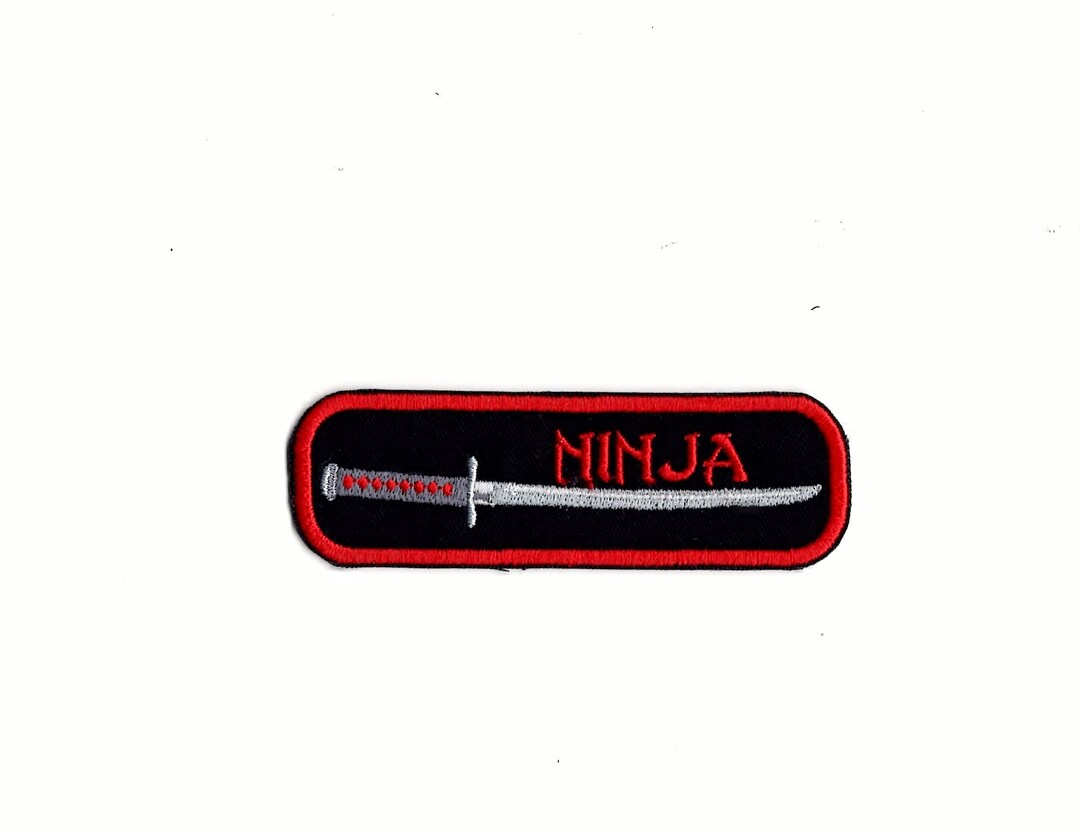 Ninja Katana Sword Iron on Patch Embroidered Fabric Martial Arts Sword ...