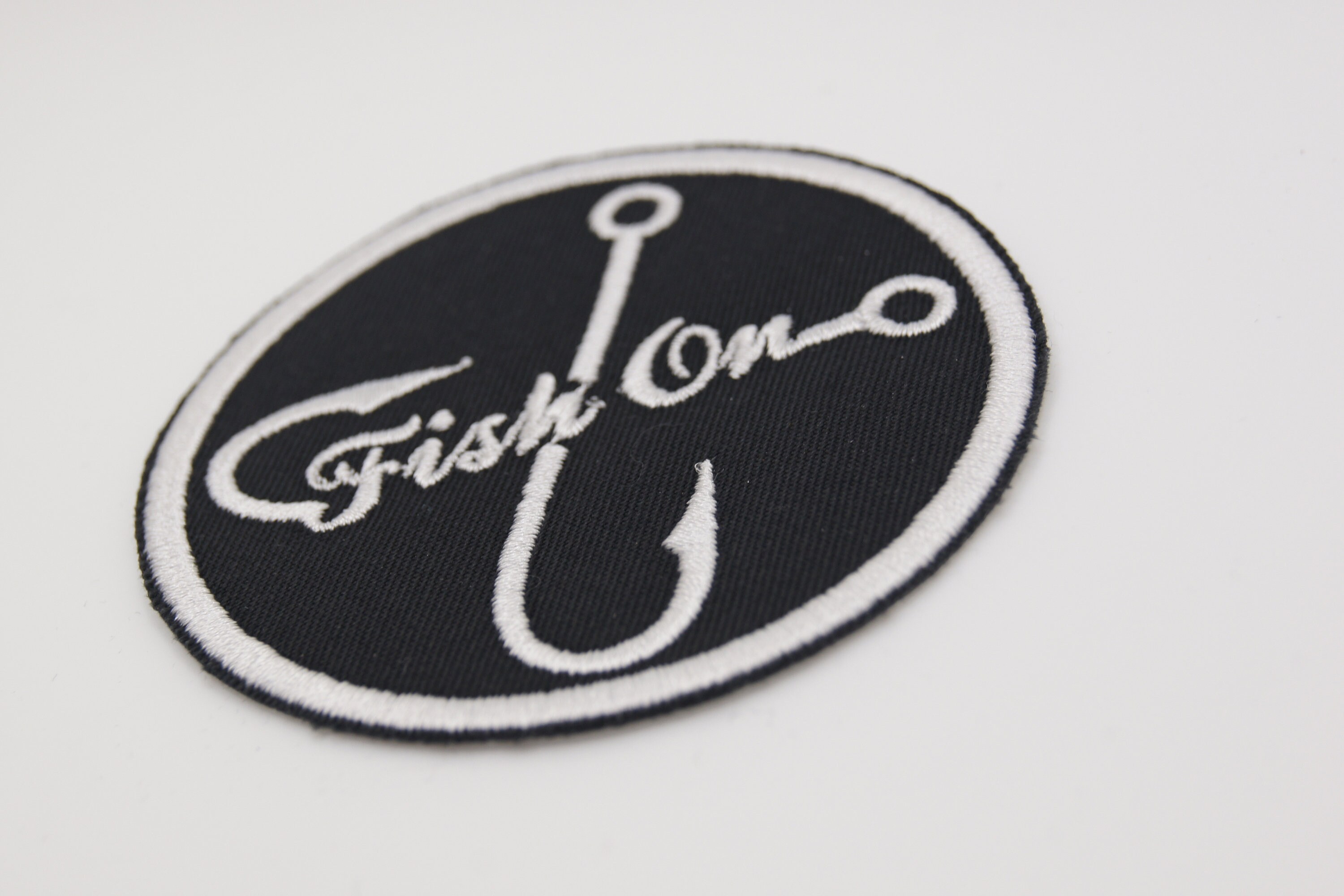 Fish on Fishing Patch - Catch of the Day Iron-on Embroidered Crest by ...