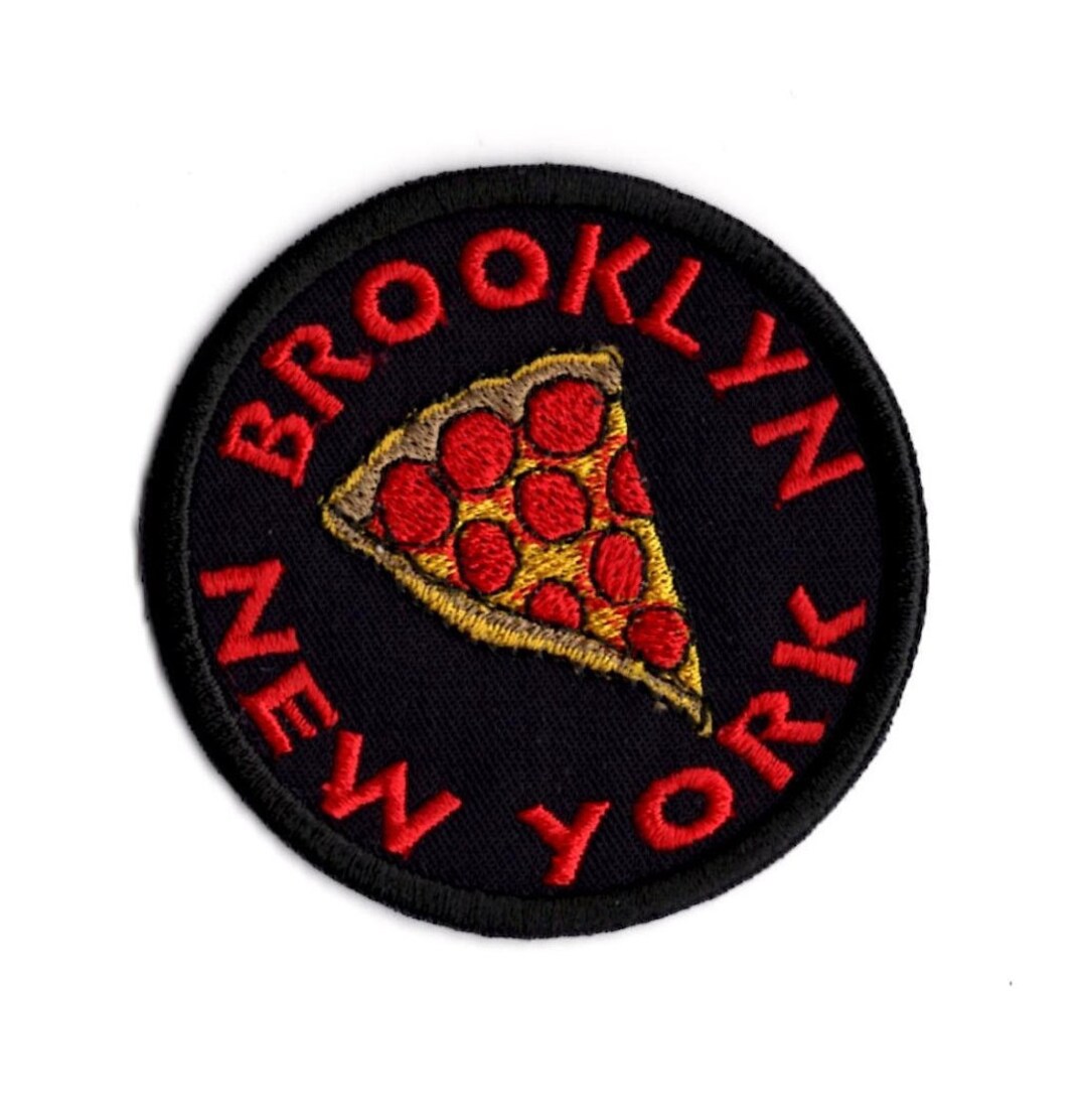 Brooklyn Pizza Patch Embroidered Iron on New York Pizza Pie Fabric ...