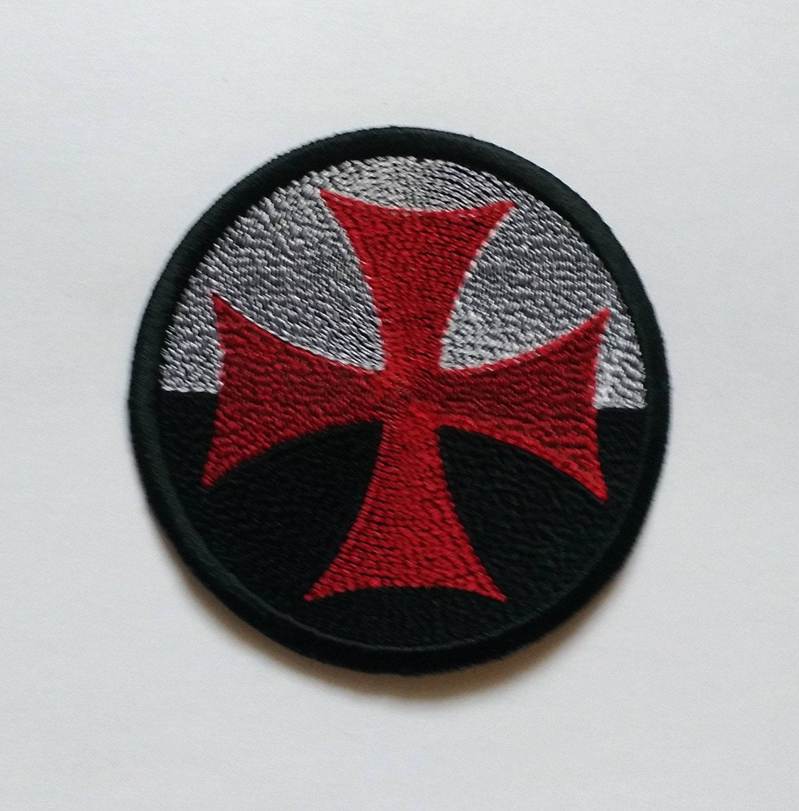 Knights Templar Battle Flag Patch - Embroidered Iron-on Fabric Templar ...