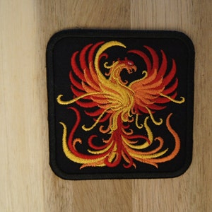 Fire Phoenix Patch Embroidered Iron on Fabric Dire Phoenix Patch by ...