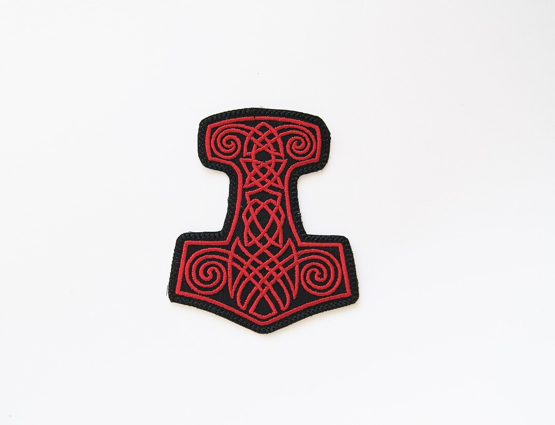 Thor's Hammer Patch Embroidered Iron on Fabric Thor's Hammer Nordic ...